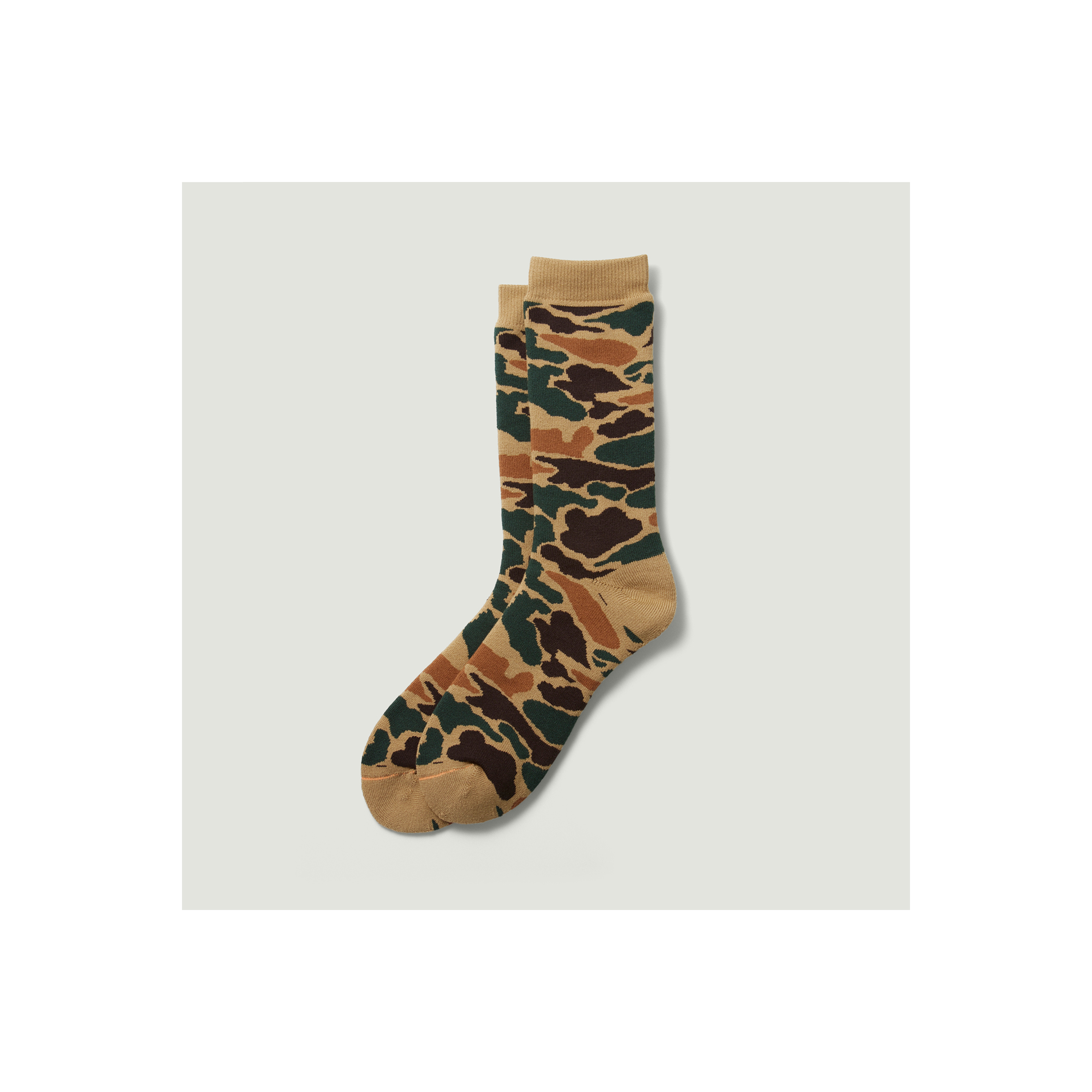 ROTOTO / Camo Pile Crew Socks Khaki