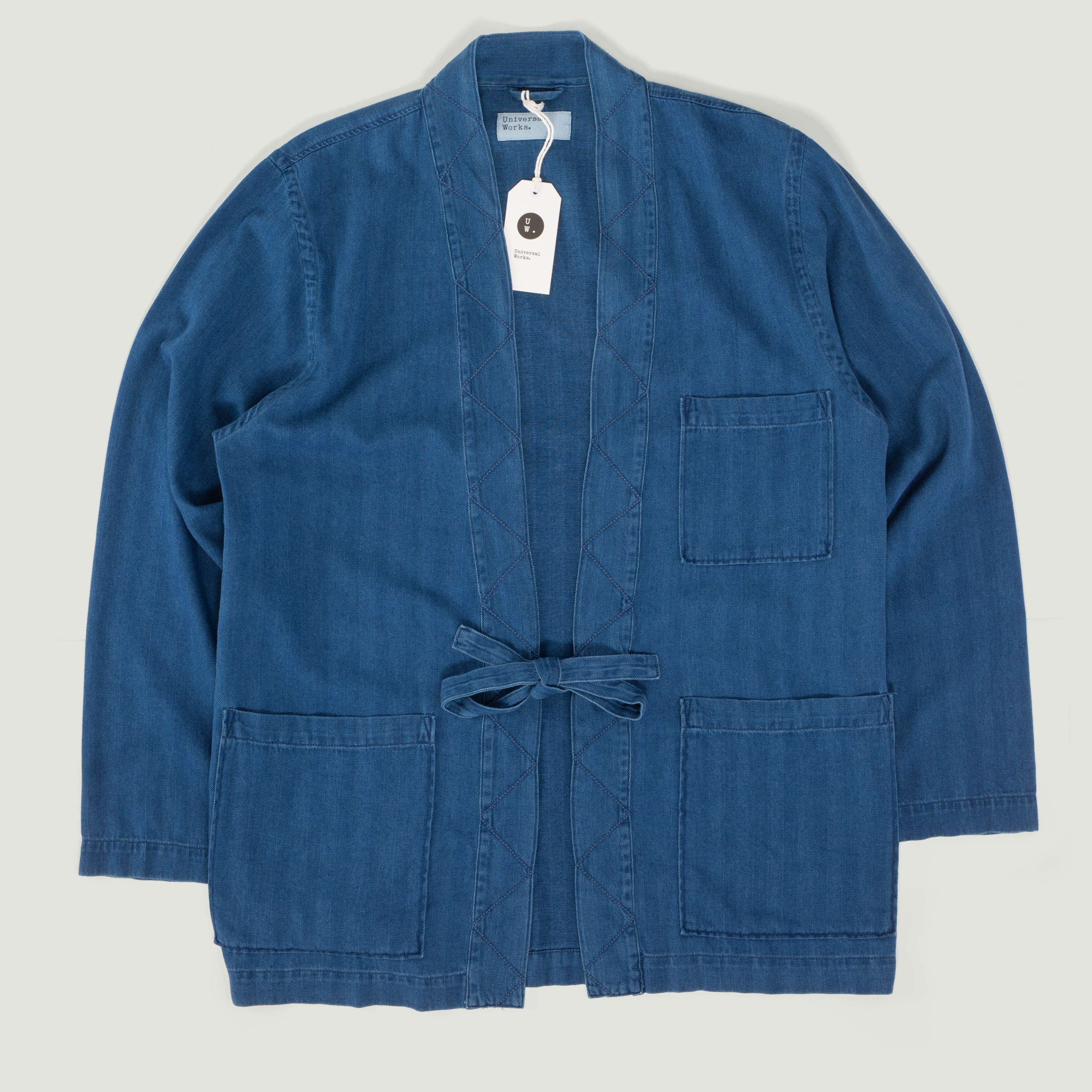 UNIVERSAL WORKS / Tie Front Jacket Washed Indigo Herringbone Denim