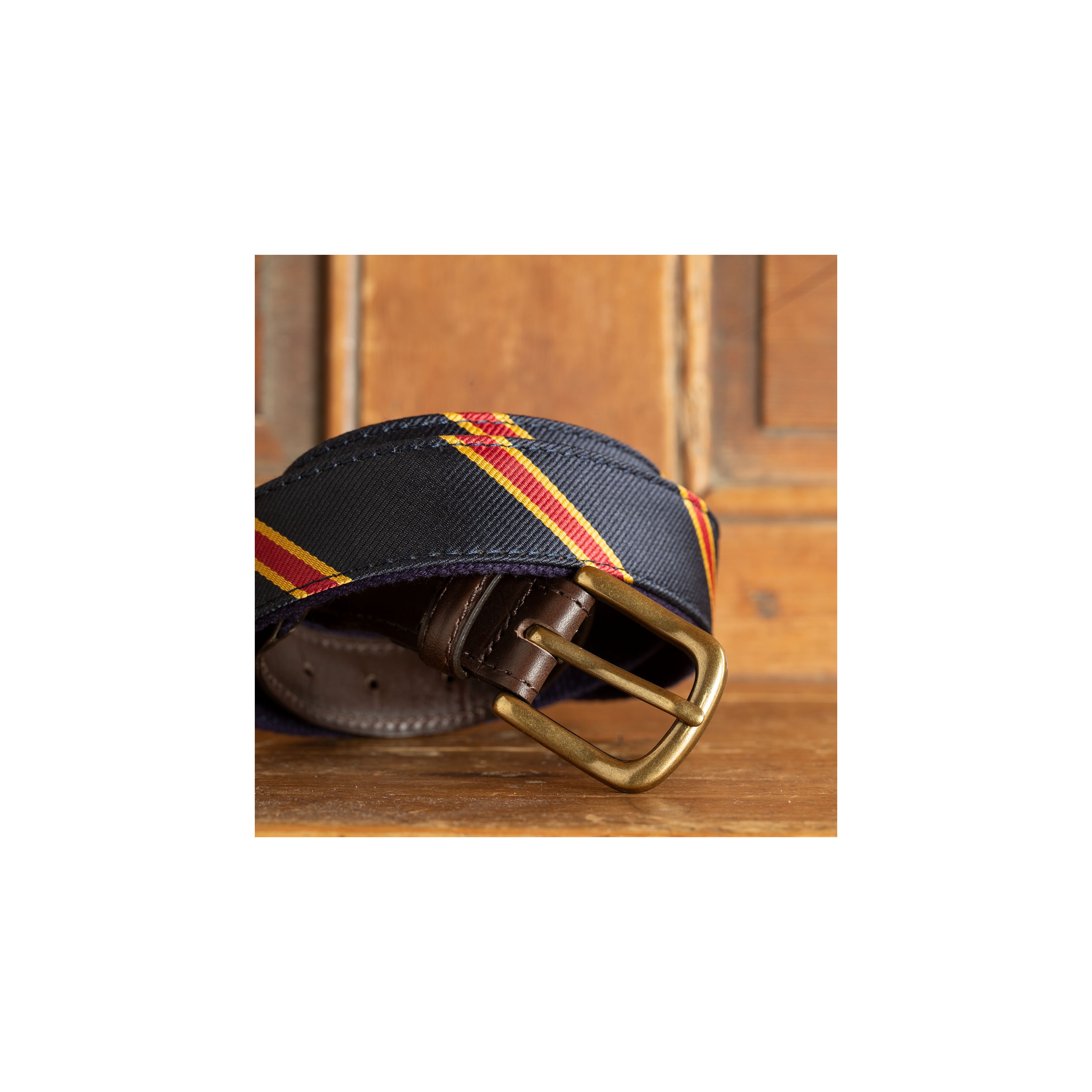 BEAMS PLUS / Leather Tab Ribbon Belt Navy