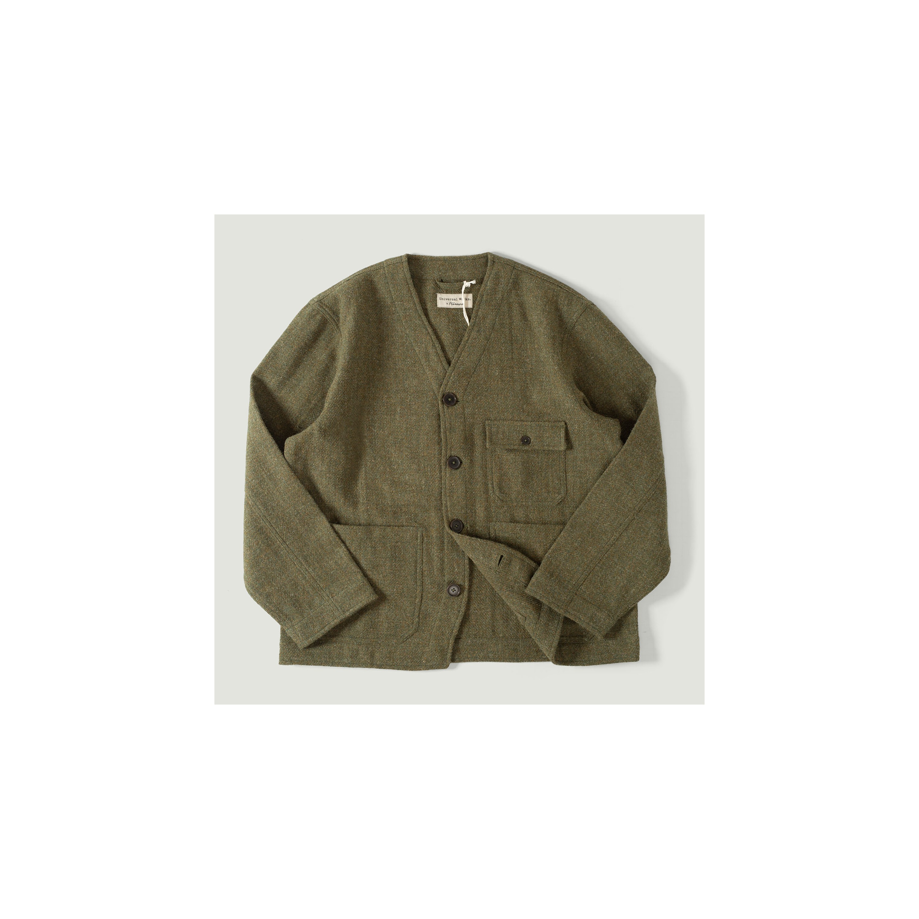 UNIVERSAL WORKS x FLÂNEURS / Harris Tweed Plaid Cabin Jacket Green