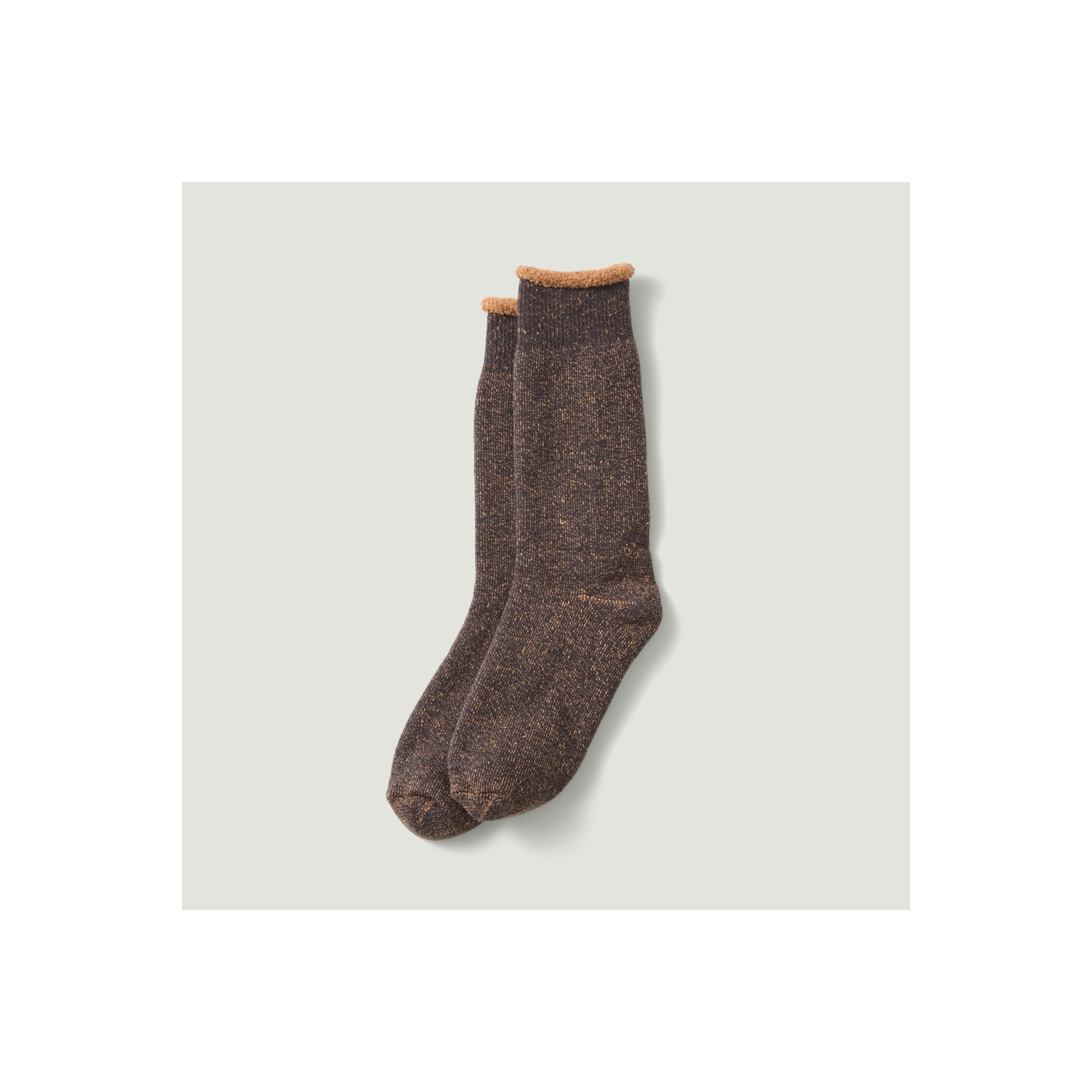 ROTOTO / Reversible Pile Socks Faded Black/Light Orange