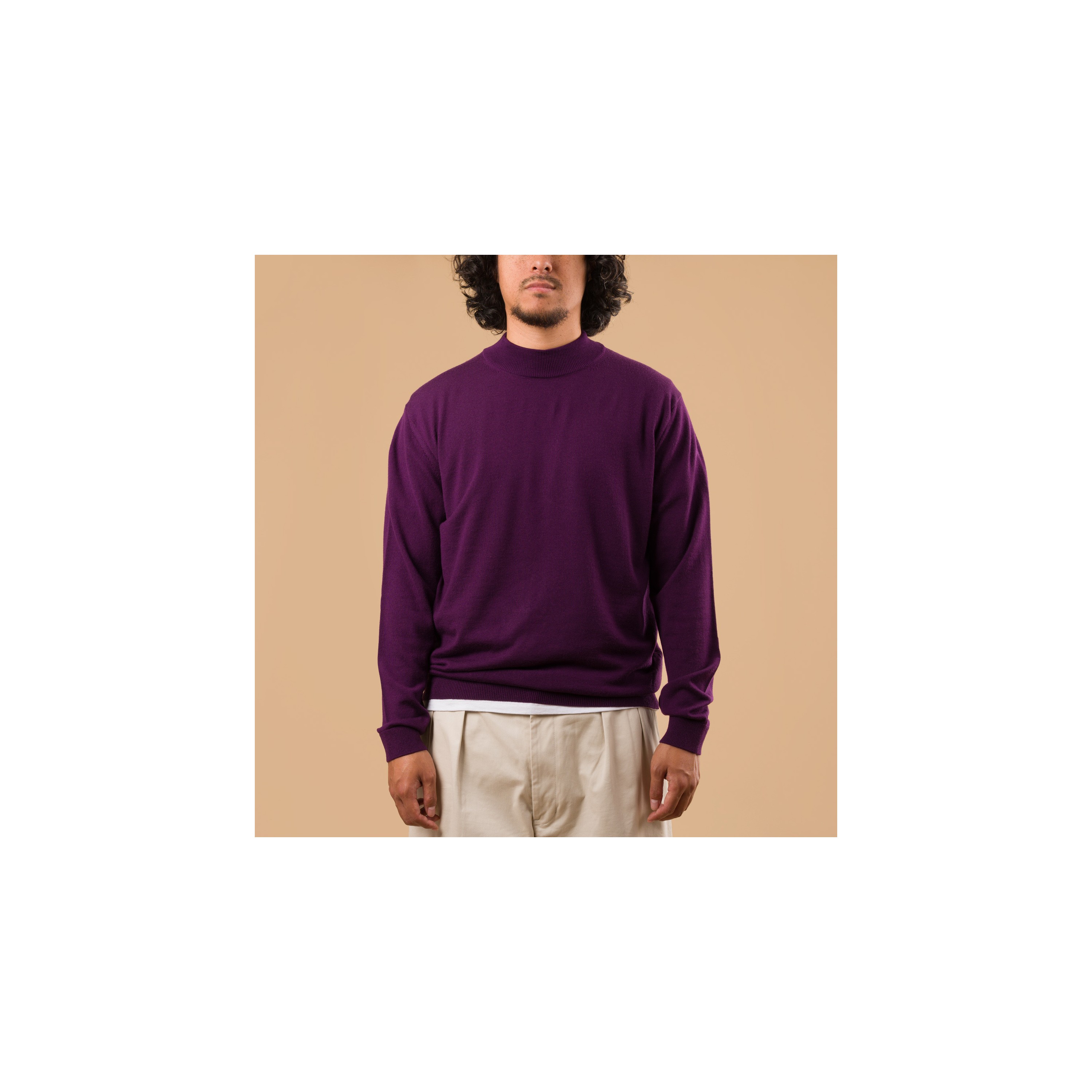 MOONCASTLE / 12G Wool Mock Neck Purple