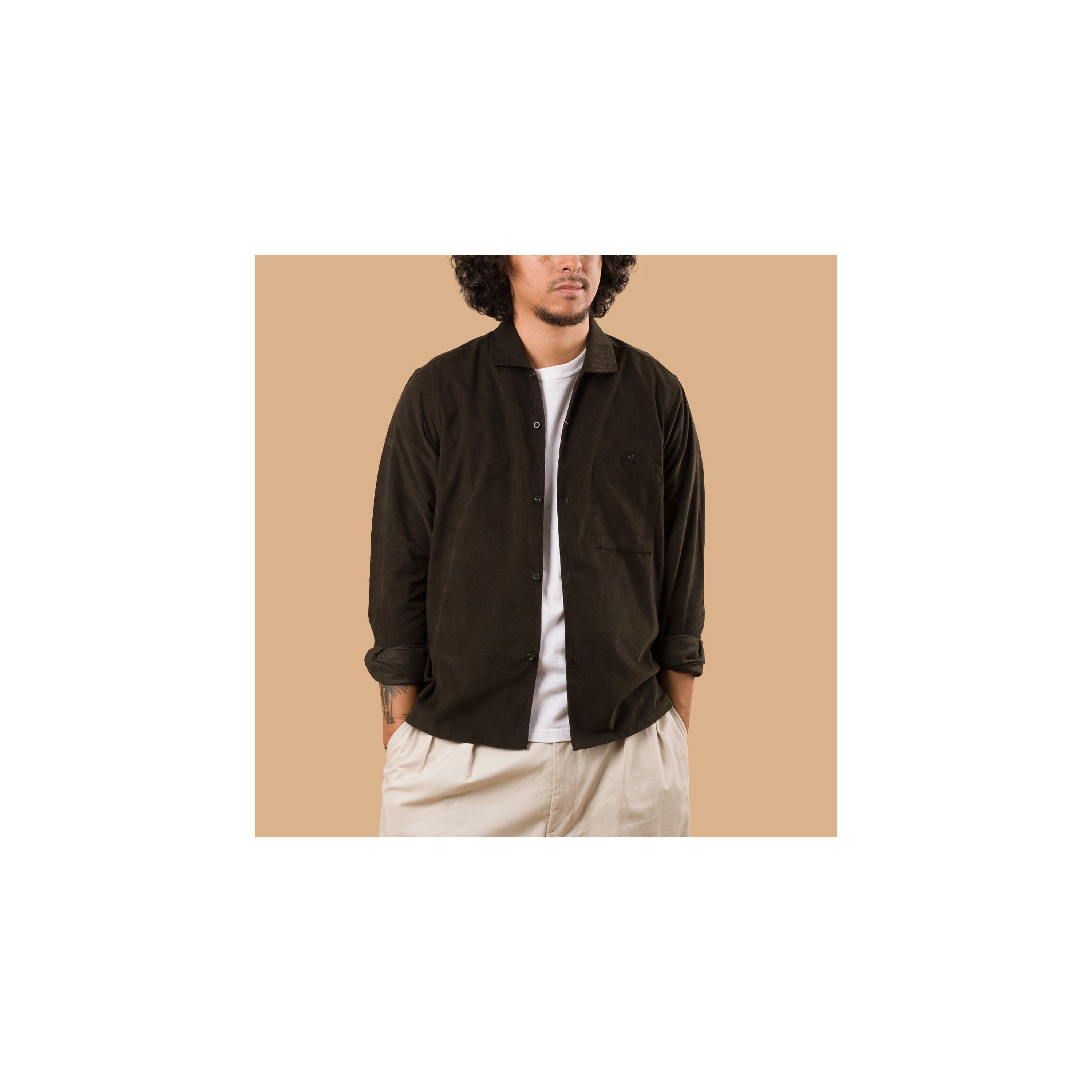 KARDO x FLANEURS / L/S Shirt Corduroy Dark Green