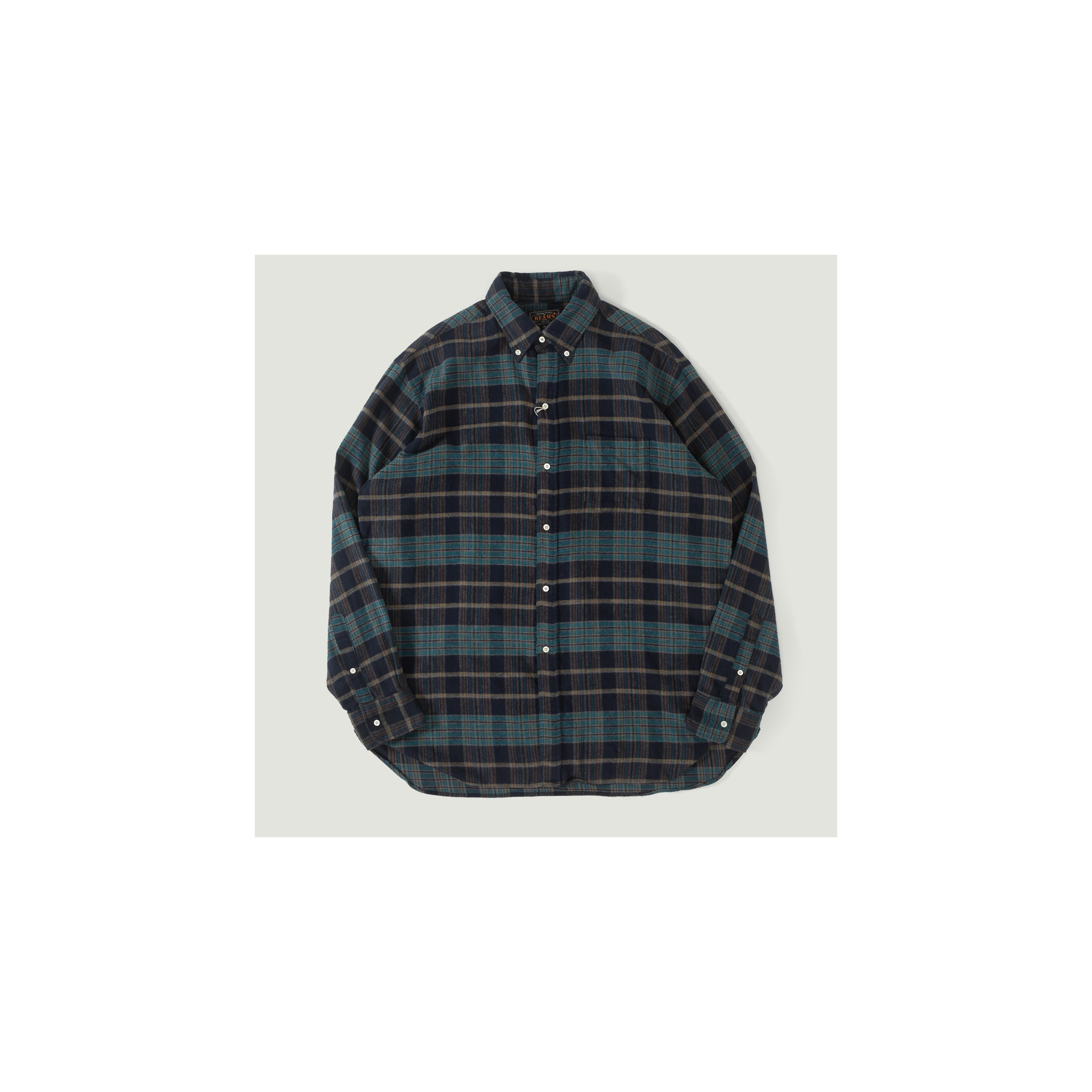 BEAMS PLUS / BD Classic Fit Indian Flannel Plaid Over Dye Blue