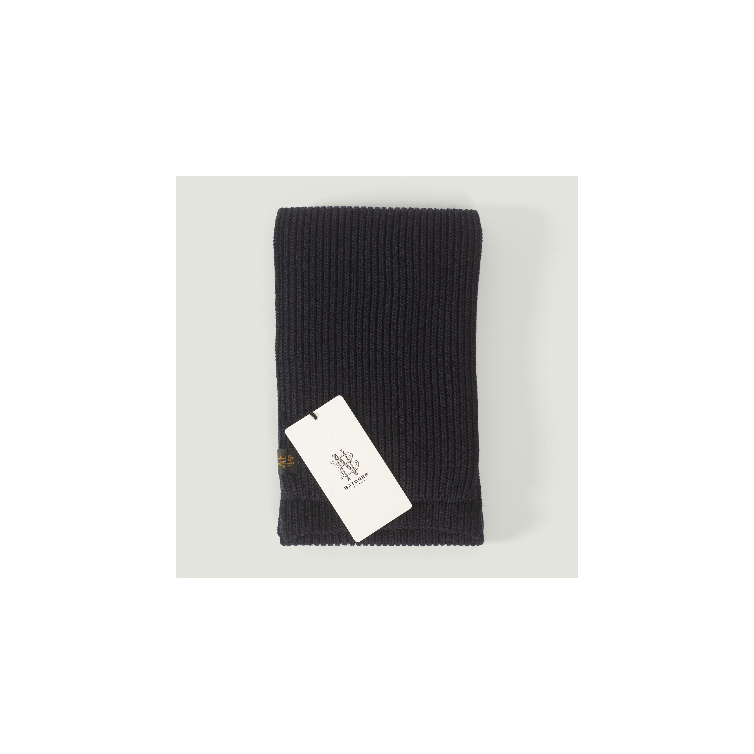 BATONER / Solid Wool Rib Muffler Navy