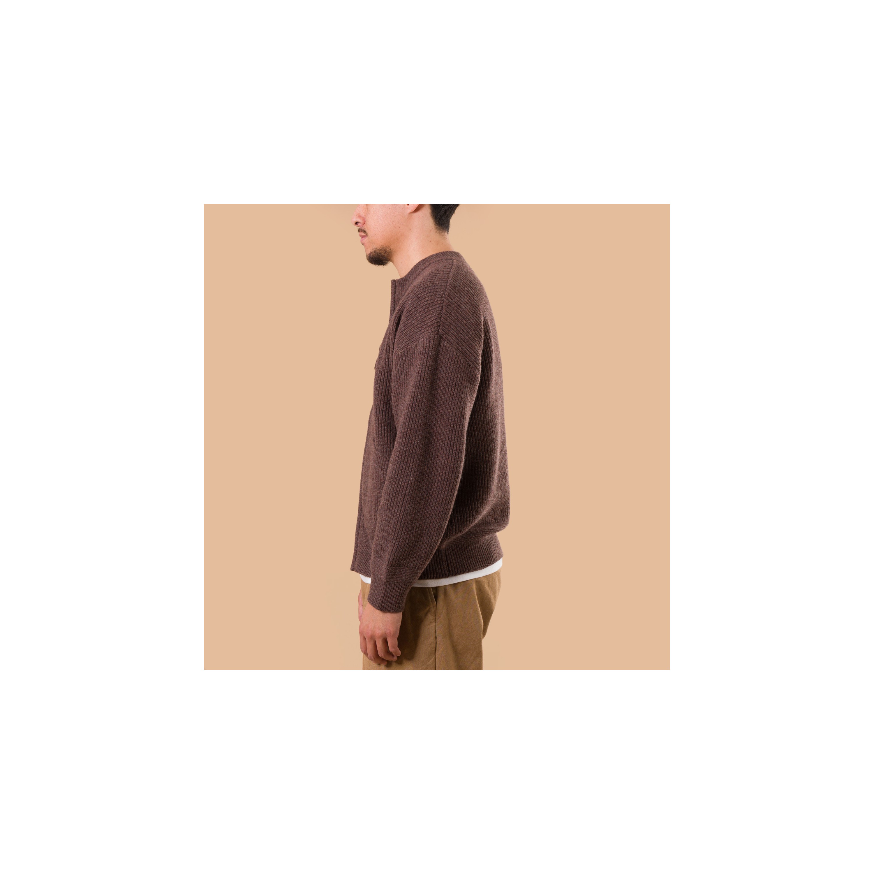 FRIZMWORKS / Wool Deck Zip Up Cardigan Choco Brown